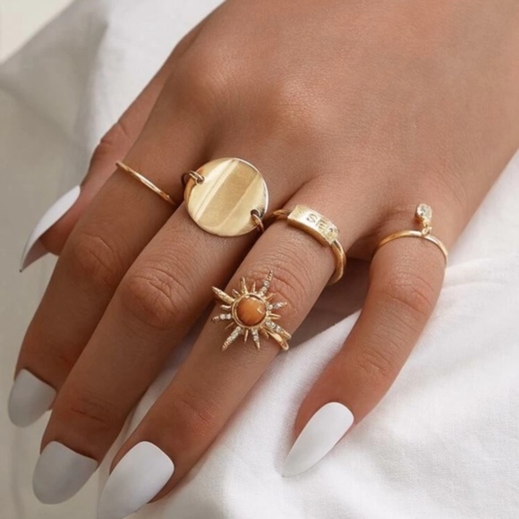 Jewelry | 33 5pc Round Disc Gold Rings | Poshmark